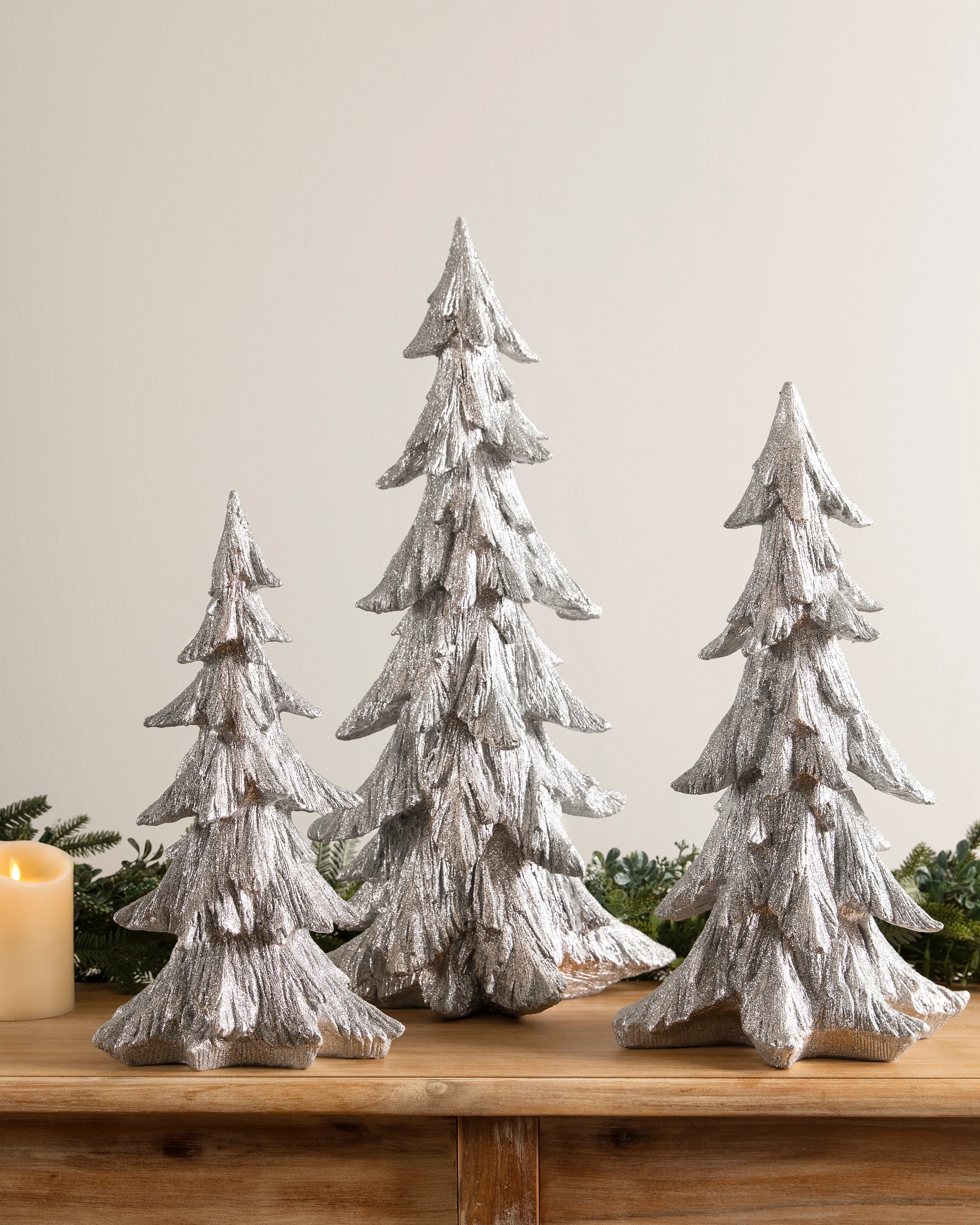 Silver Glitter Tabletop Tree Set | Balsam Hill