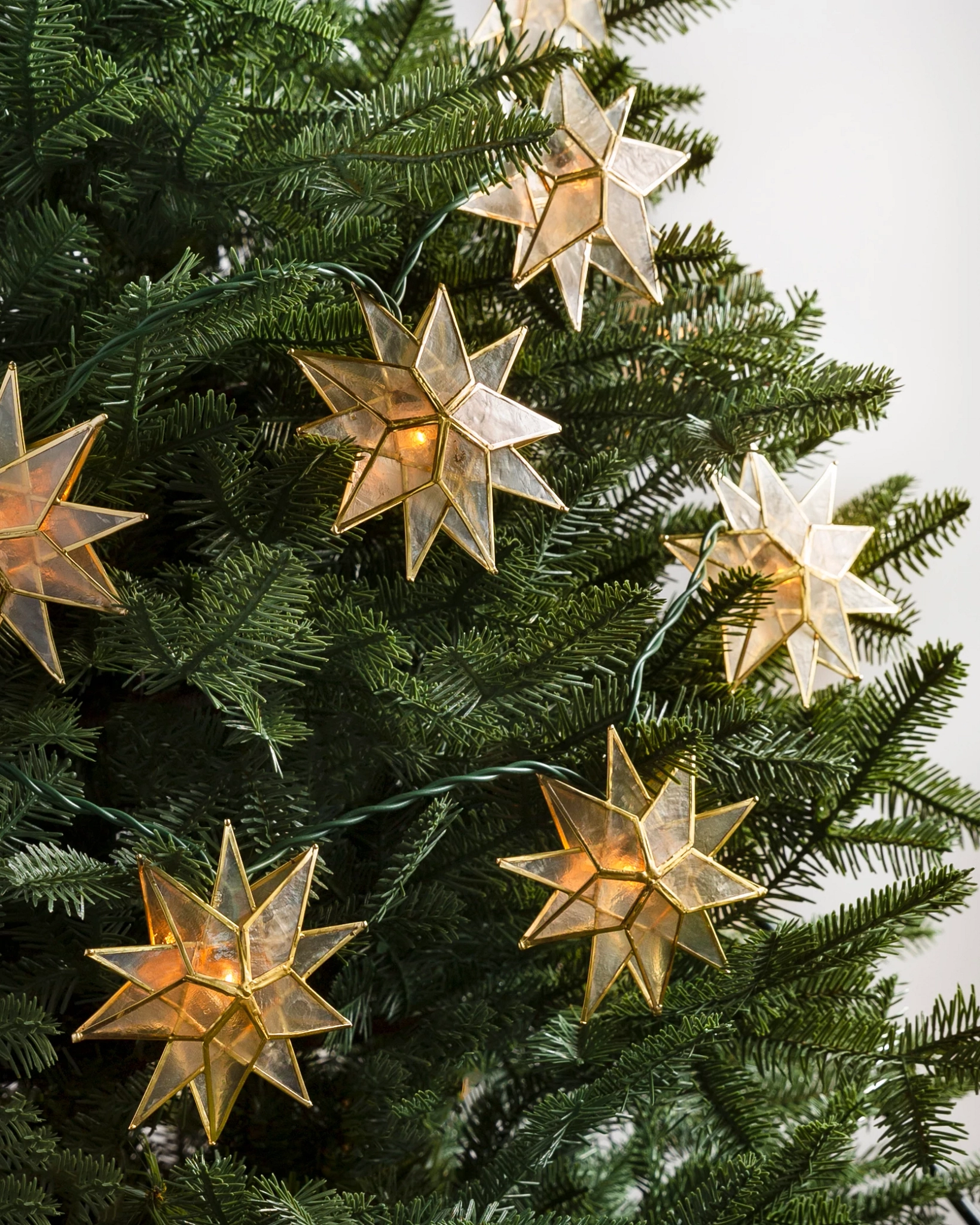 Lit Capiz Star Tree Christmas Tree Garland | Balsam Hill