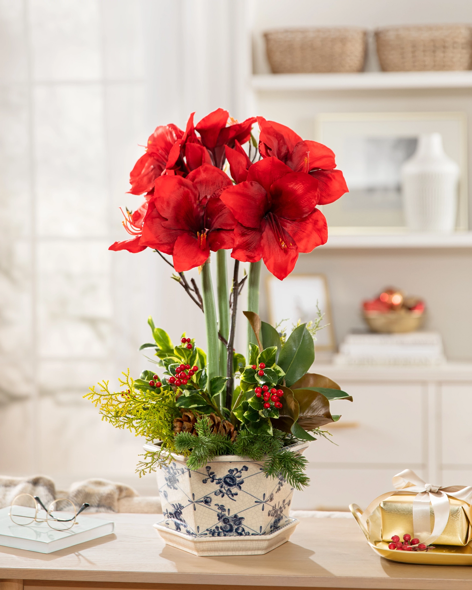 Amaryllis Artificial Flower Arrangement Balsam Hill amaryllis-artificial-flower-arrangement-balsam-hill