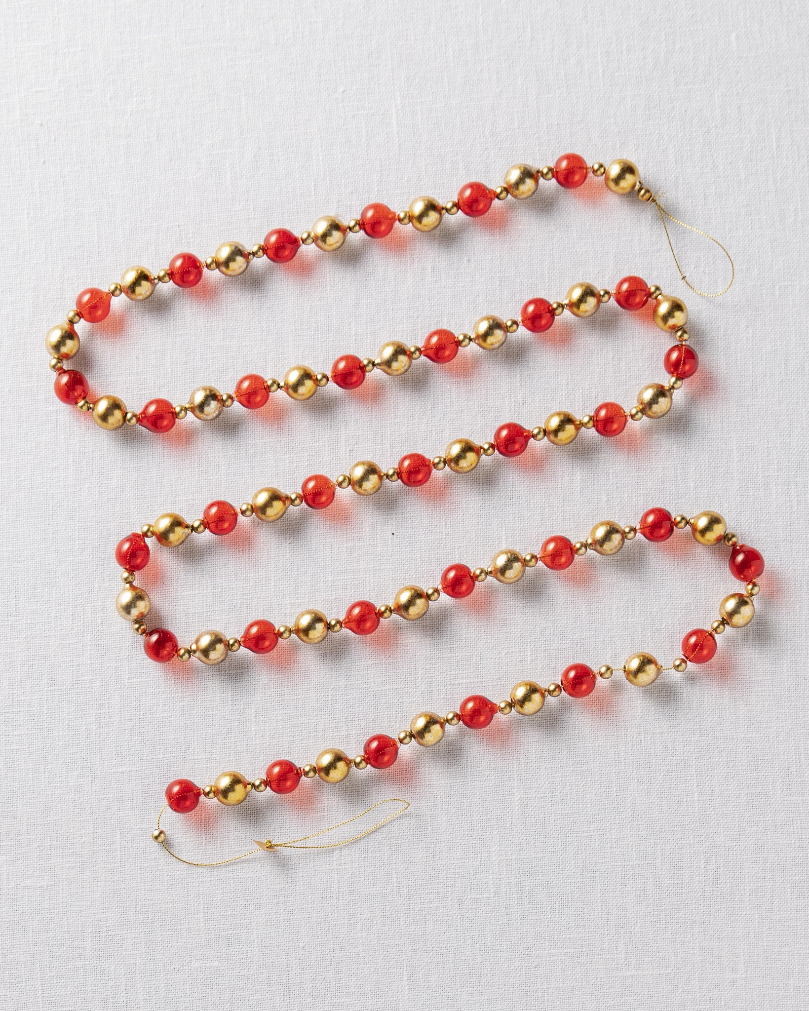 Red & Gold Bead Christmas Tree Garland Set | Balsam Hill