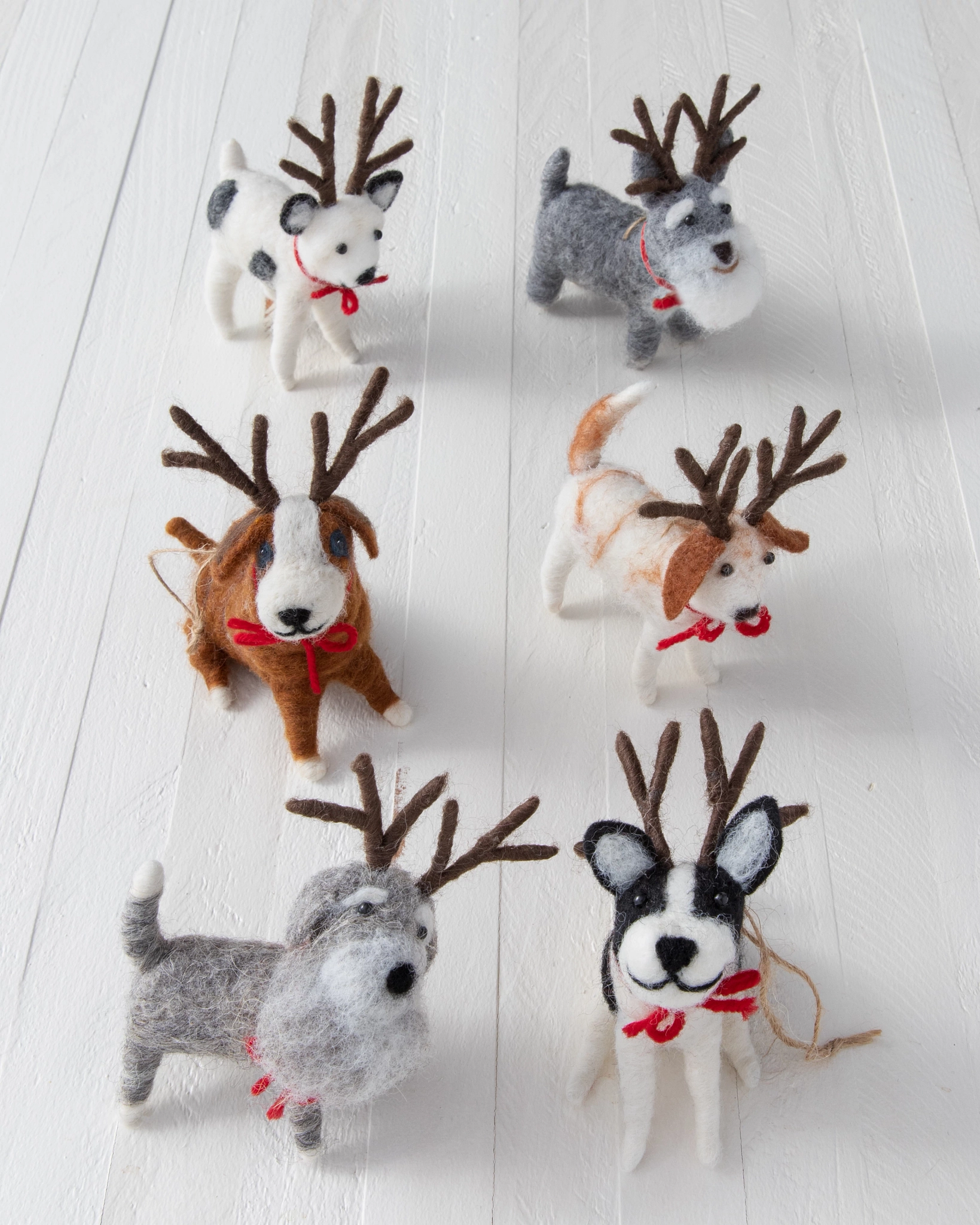 Reindeer Funfest Felt Christmas Ornament Set | Balsam Hill