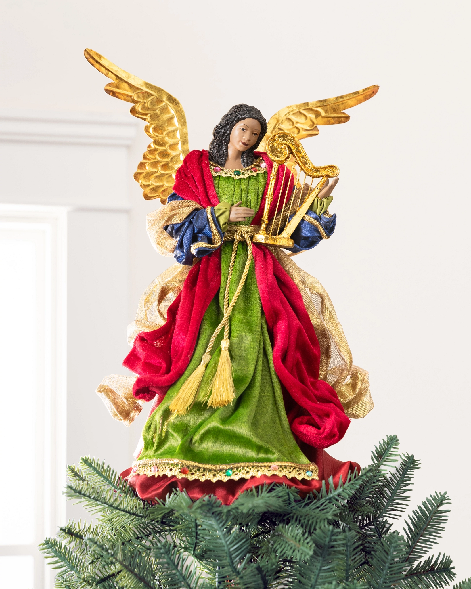 Gilded Burgundy Angel Christmas Tree Topper | Balsam Hill