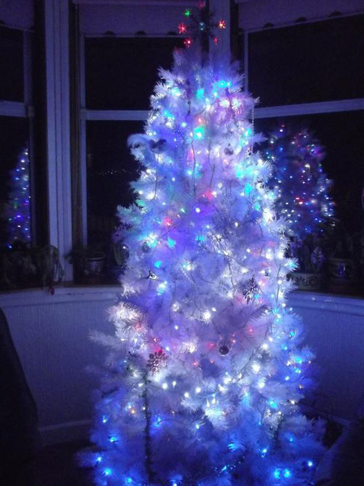 White Christmas Tree With Colored Lights